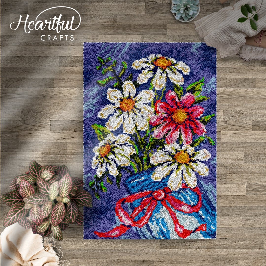 Daisy Bouquet DIY Latch Hook Rug Making Kit For Adults – Latch Hook Crafts