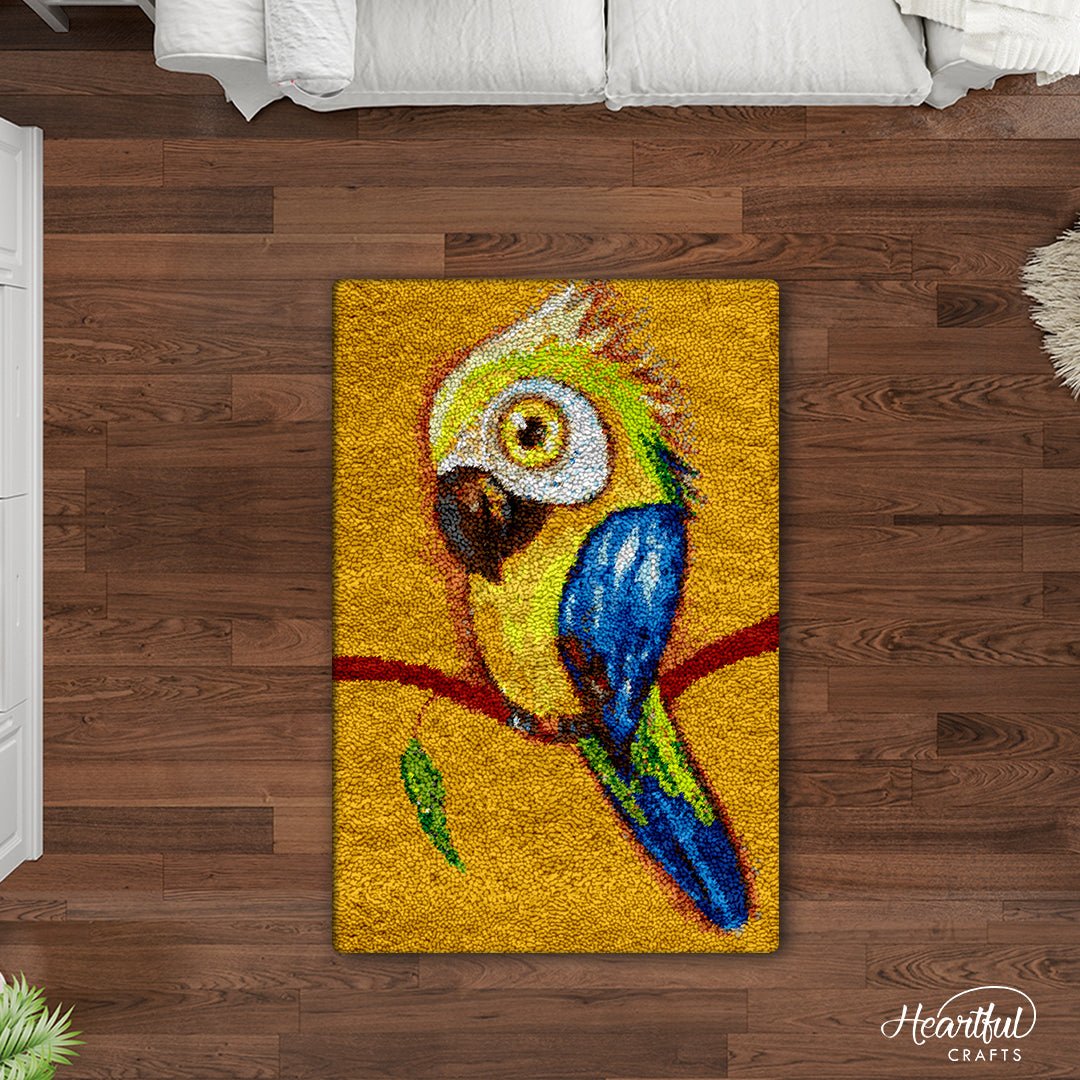 Quirky Parrot DIY Latch Hook Rug Making Kit For Adults – Latch Hook Crafts